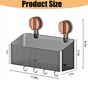 Sudowcorn Shower Caddy, Suction Cup Shower Organizer, Strong Suction Power Bathroom shower shelves with Hooks,Max Hold 22lbs Removable shower shelf