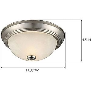 Design House 587527 Traditional 2-Light Indoor Dimmable Ceiling Light with Alabaster Glass for Bedroom Hallway Kitchen Dining Room, Satin Nickel 11-Inch, 2 Count (Pack of 1)