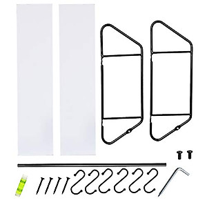 BOLUO Kitchen Wall Shelf Bathroom Shelves with Hooks 24 inches Long Modern Coffee Bar Shelfs Floating Shelve, Black and White (604-60W)