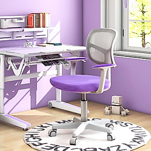 FUTADA Kids Desk Chair, Height Adjustable Children Study Chair w/Lumbar Support, Swivel Mesh Seat, Universal Casters, Ergonomic Kids Task Chair for Boys Girls Aged 3-10, Home, School, Office (Purple)