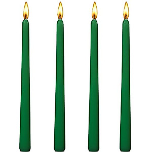 10 inch Green Taper Candles-Set of 4 Taper Candles -Dripless and Smokeless,Tall Candlesticks, Home Dinner, Party, Wedding, Halloween, Churches,Christmas Candles(10 inch, Green)