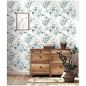 Floralplus Peel and Stick Wallpaper Boho Eucalyptus Leaf Wallpaper Removable Wallpaper Peel and Stick Floral Stick On Wallpaper for Bedroom Home Decor 17.7x118in