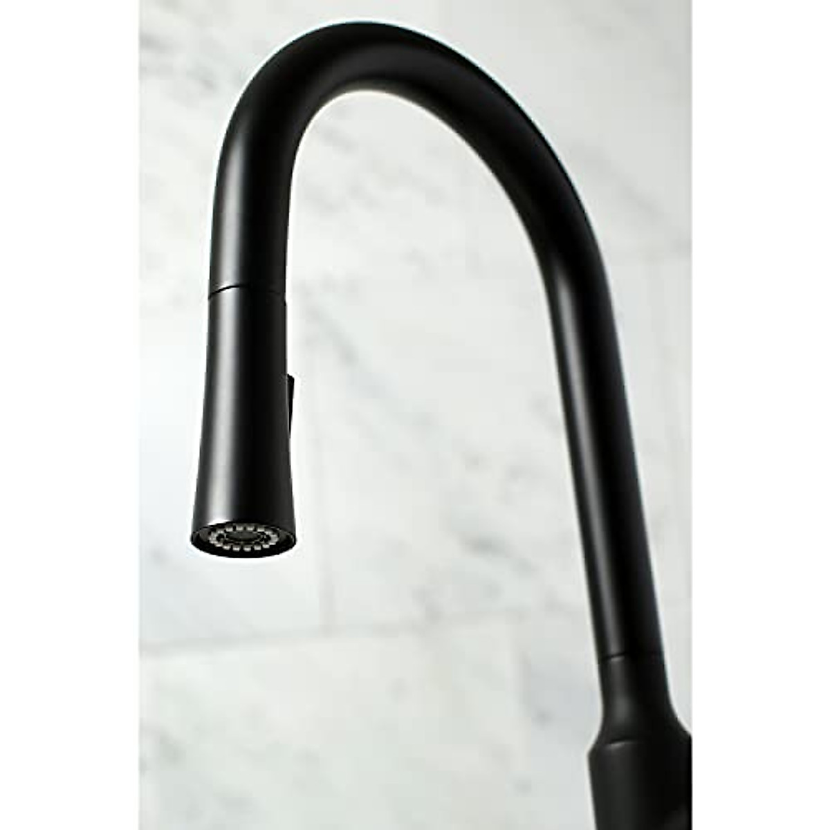 Kingston Brass LS2720DKL Kaiser Pull-Down Sprayer Kitchen Faucet, 8 Inch in Spout Reach, Matte Black