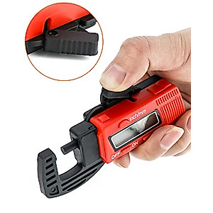 QWORK Thickness Gauge Measuring Tool, 0-12 mm (0.5") Digital Thickness Caliper Micrometer, Red