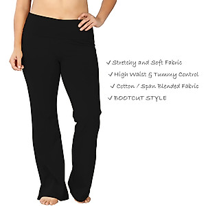KQUZO Women's Plus Size High Waist 7/8 Compression Workout Leggings with Pocket 27" Inseam (Yoga_Flar_Black, 3X)