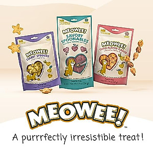 MEOWEE! Savory Spoonables with Real Tuna, Chicken & Duck, 4 Count Tube, Triple Flavor Squeezable Lickable Wet Treats for Cats with Built-in Spoon for Less Mess