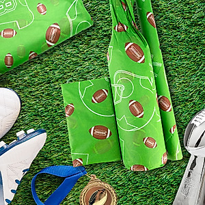 Hi Sasara 50 Sheets Large Football Tissue Paper Bulk,28 x 20 Inch,Brown Green Football Tissue Paper for Gift Bags,Brown and Green Football Tissue Paper for Football Party