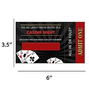 QZCYU Casino Birthday Party Invitation. Casino Ticket. Casino Party Invite. Las Vegas Invitation. (20 Invitations + Envelopes)