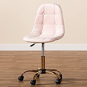 Baxton Studio Kabira Office Chair, One Size, Blush Pink/Gold