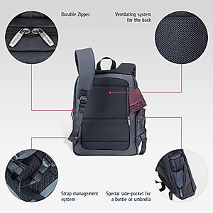 Rivacase 8125 Slim, Business Backpack, 14-inch Laptop Case, Unisex, Faux Leather Back Pack, Black