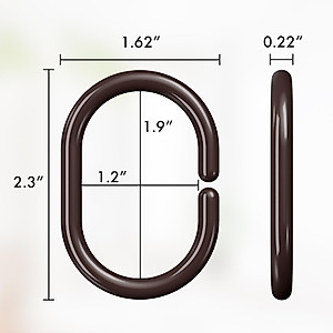 Amazer Plastic Shower Curtain Rings, 24 Pcs Brown Shower Curtain Rings, Shower Curtain Hooks Rings, Plastic Shower Curtain Hooks for Bathroom Shower Rod, Shower Rings Loops for Shower Curtain