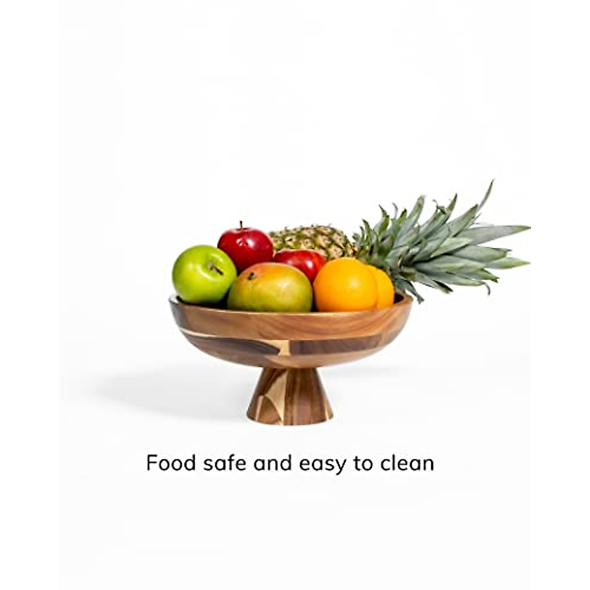 MOXY BARE Wooden Fruit Bowl for Kitchen Counter | Wood Bowl for Décor | Decorative Pedestal Bowl for Dinning Table Centerpiece | Wood Bowl for Coffee Table & Holiday Décor | Acacia Wood
