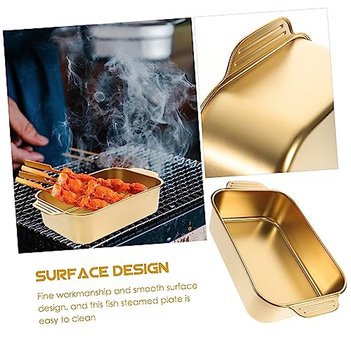 Yardwe Stainless Steel Grill Pan Bread Baking Pan Bread Loaf Pan Cake Tray Cake Oven Pans Metal Dinner Plates Steam Table Pan Serving Tray for Kitchen Convenient Serving Plate Party Tray