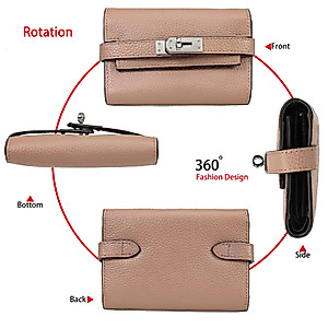 ENYISDAN Women's Long Leather Wallet Button Wallet for Women Fashion Personality Clutch Trifold Ladies Credit Card Holder (pink)