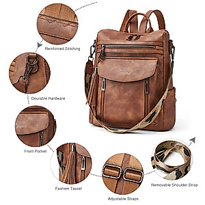 Shrrie Backpack Purse for Women Fashion Leather Backpack Purse Designer Travel Backpack Convertible Shoulder Bag with Wristlet