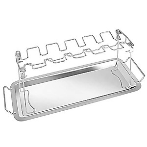 onlyfire Chicken Leg Rack for Grill with Drip Tray, 12 Slots Chicken Wing Rack - Premium Stainless Steel Chicken Drumstick Rack for Smoker - Chicken Drumstick Holder for Grill Accessories