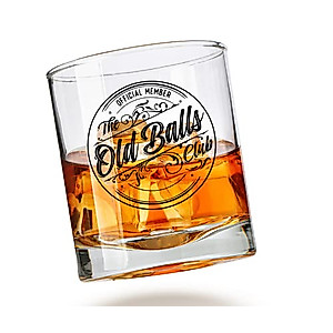 Old Balls Whiskey Glass - Funny Retirement or Birthday Gifts for Men - Unique Gag Gifts for Dad, Grandpa, Old Man, or Senior Citizen, 30th, 40th, 50th, 60th Birthday Gift for Men