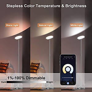 LEPOWER LED Bright Floor Lamp, Smart Floor Lamp, Torchiere Standing Lamp for Living Room, Bedroom, Office, Touch Dimmable Compatible with Alexa, Google Home