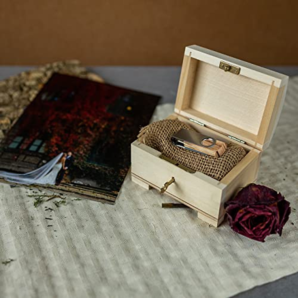 Creative Deco Small Wooden Jewelry Box | Lockable Storage Box with Lock & Key | 4.17 x 2.95 x 2.95 in | Plain, Unpainted & Unfinished | Keepsake Trinket Treasure Chest