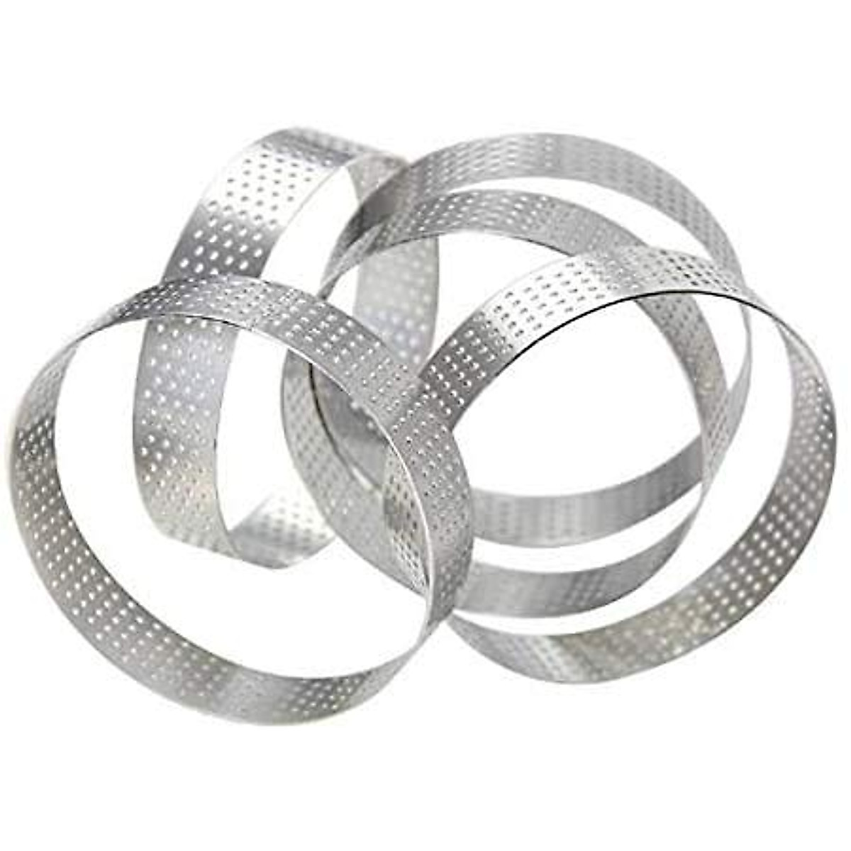 6pcs 8cm Circular Steel Porous Tart Ring Bottom Tower Pie Cake Baking Tools Heat-Resistant Perforated Cake Mousse Ring