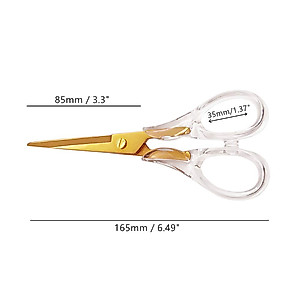 Gold Scissors Clear Acrylic Scissors 6.5" Craft Office Professional Shears for Home School Office Desk Accessories Stationery Supplies (Clear Acrylic Scissors, Gold)