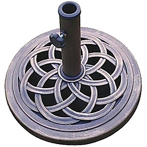 Simple Deluxe 7.5ft Patio Umbrella Outdoor Table Market Yard Umbrella with Push Button Tilt/Crank & DC America UBP18181-BR 18-Inch Cast Stone Umbrella Base, Made from Rust Free Composite Materials
