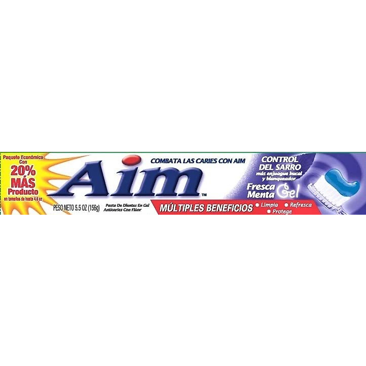 Aim Tartar Control Anticavity Fluoride Toothpaste Gel - 5.5 Ounce (Pack of 2)