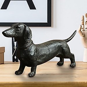 ZARUP Dachshund Statue Garden Decor, Standing Dachshund Dog Decoration Antique Style Resin Crafts Dog Lover Gift for Garden Patio Lawn Courtyard Home Desktop Decoration, Black, 7.1x3.9x2in