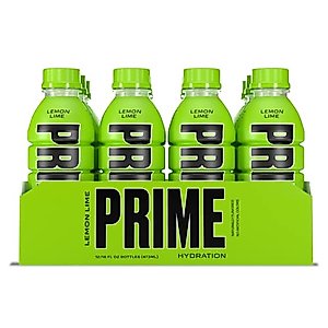 Prime Hydration Drink Sports Beverage"LEMON LIME," Naturally Flavored, 10% Coconut Water, 250mg BCAAs, B Vitamins, Antioxidants, 835mg Electrolytes, 20 Calories per 16.9 Fl Oz Bottle (Pack of 12)