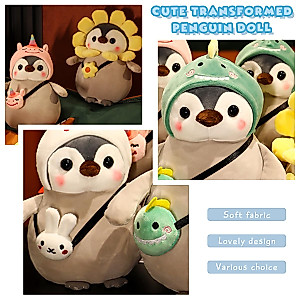 Seyomi Cute Penguin Flower Plush Stuffed Animal Penguin Plushies with Yellow Flower Outfit Gifts, 9.8 inches