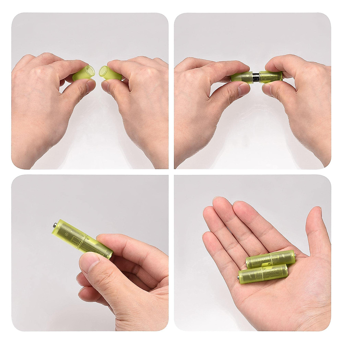 uxcell AAA to AA Battery Adapter Battery Converter Cases Holder Shell with Metal Contacts on Two Bottom Yellow 4 Pcs