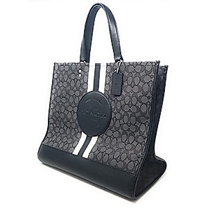 COACH Women's Dempsey Tote 40 In Signature Jacquard With Patch (Black Smoke - Black Multi)