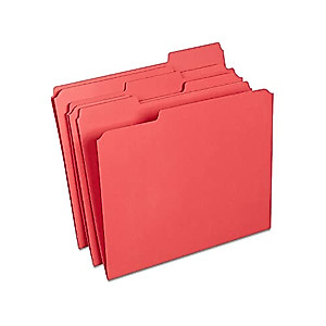 Staples 508978 Colored File Folders W/Reinforced Tabs Letter 3 Tab Red 100/Box