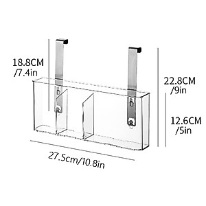 HIEEY Over the Cabinet Door Organizer Holder,Spice Organizer for Cabinet,Wall Mounted Storage Rack Hanging Shelf for Kitchen Cabinet,Pantry Door or Bathroom Shower Cosmetic(Transparent,Three grid)
