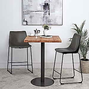 NicBex Retro Bar Stools Crazy-Horse Leather with Metal Legs Barstools, Lounge Kitchen Island Counter Stools, Set of 2, (Grey Color) (A-GE17019-USSU014)