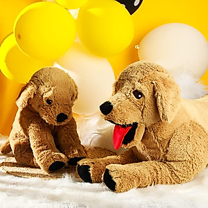2 Pcs Dog Stuffed Animals Plush, Soft Cuddly Golden Retriever Plush Toys Large Stuffed Dog Toy Stuffed Animals Puppy Dog Toys for Birthday Party, Mother's Day,27.6 Inch and 13.8 Inch(Composite Style)
