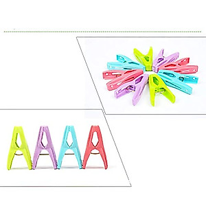 Goeielewe 30 Pcs Plastic Clothespins Clothing Clips Pegs with Storage Basket, Multifunction Windproof Clothing Towel Clips for Clothesline Hangers (Purple)