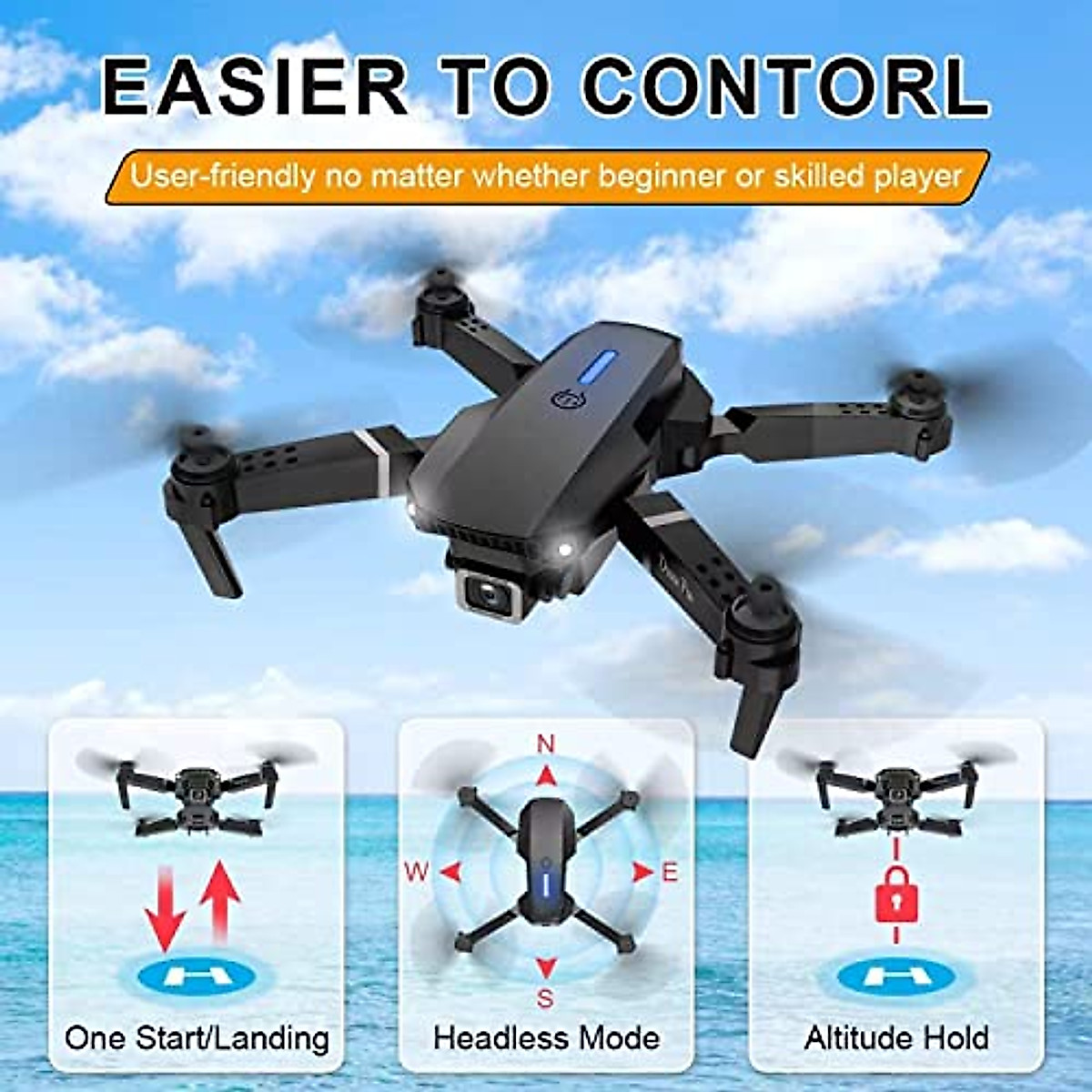 Mini Drone with Camera for Adults - Christmas Toy Gift for Teenage Boy Girl Kids Beginner Age 8-10-12 Years Old - RC Quadcopter Multirotors | Foldable UAV | WiFi HD FPV Live Video | One Key Take Off/Land | Altitude Hold | Headless Mode | 360° Flip | Carry