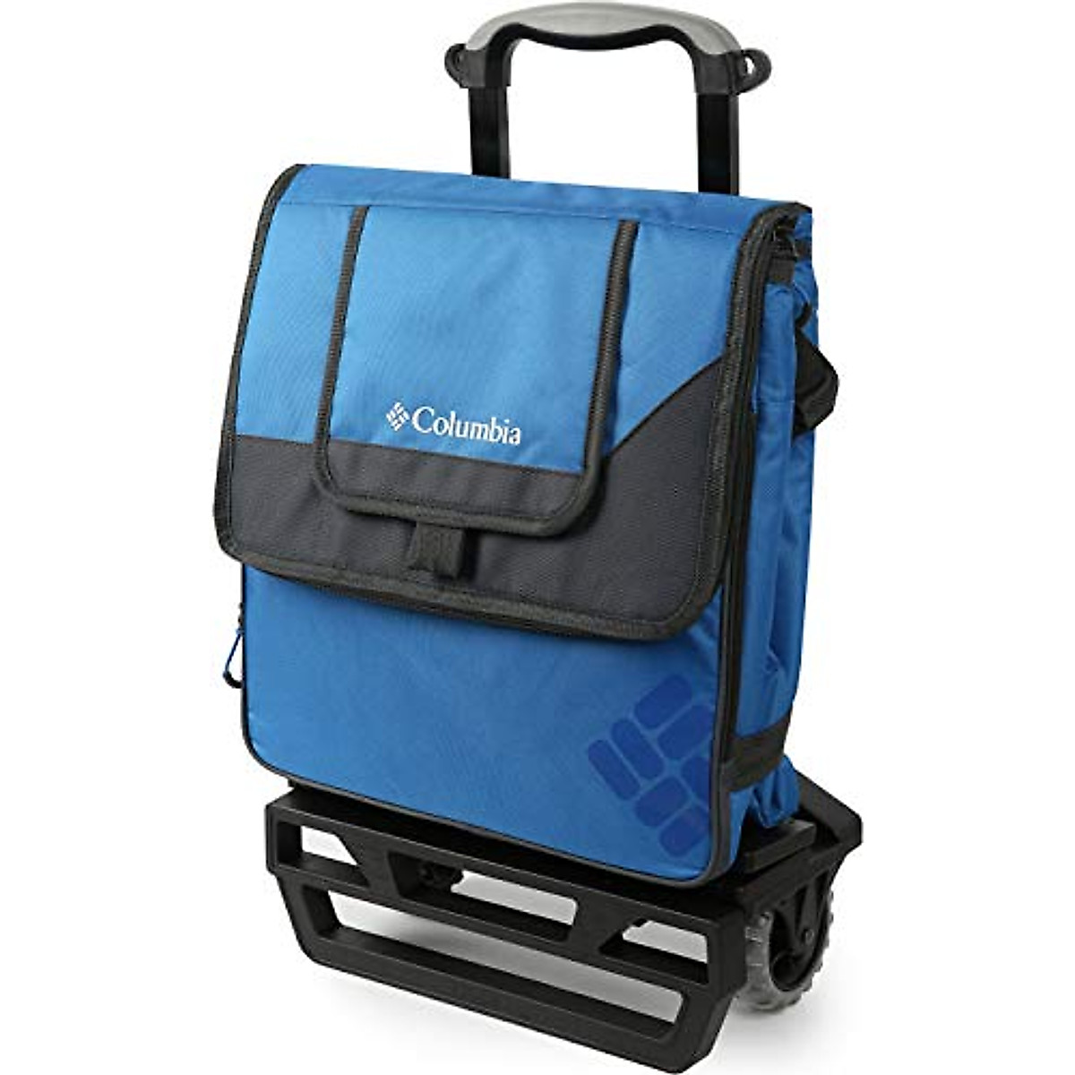 Columbia Crater Peak Wheeled Cooler - 50 Can Rolling Cooler - Blue Collapsible Cooler with Super Foam Insulation and Foldable All-Terrain Cart with Wheels
