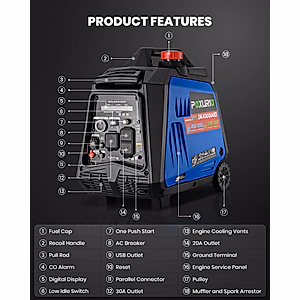 POXURIO 4000 Watt Dual Fuel Inverter Generator, Gas Propane Powered Generator Super Quiet, Remote Start/CO Sensor/RV Ready/EPA for RV, Camping and Home