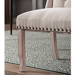 DUOMAY Modern Tufted Dining Chairs Set of 2, Linen Upholstered Dining Room Chairs Armless Guest Side Chair for Kitchen Dining Room, Wingback Accent Chairs with Solid Wood, Beige