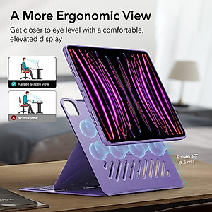 ESR for iPad Pro 12.9 Case (6th/5th Generation, 2022/2021), Removable Magnetic Cover, Adjustable Portrait/Landscape Stand with Raised Display View, 9 Standing Angles, Shift Series, Purple