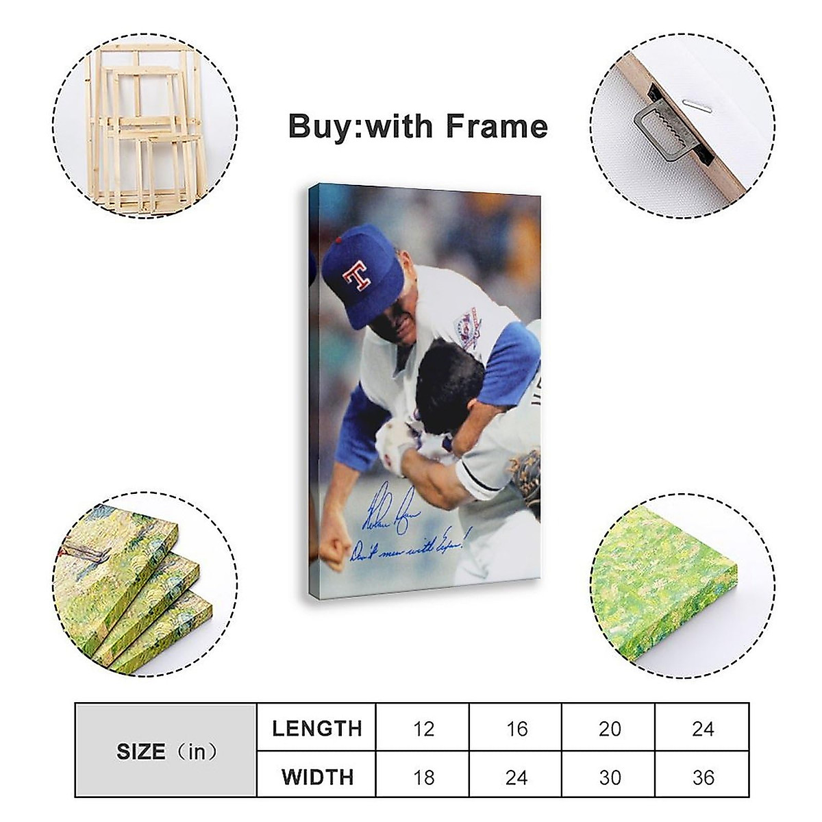 suffcind Nolan Ryan Poster Baseball Portrait Art Canvas Poster 13 Canvas Poster Wall Art Decor Print Picture Paintings for Living Room Bedroom Decoration Frame: Frame:08x12inch(20x30cm)