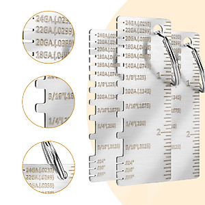Lusofie 3Pcs Metal Gauge Thickness Tool, Stainless Steel Mini Portable Metal Sheet Thickness Gauge Material Wire Thickness Gage