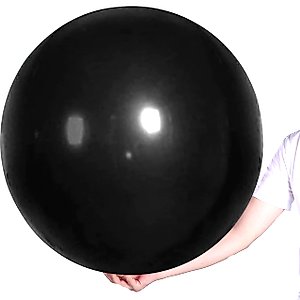 COLORFUL ELVES Large Black Balloons 36 Inches 4 Pack Giant Jumbo Big Thicken Round Chrome Metallic Balloon for Birthday Party Decorations