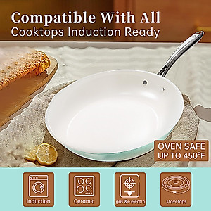 WANGYUANJI Nonstick Ceramic Saute Pan 9.44",Non-toxic Deep Frying Pan,Stain-Resistant And Easy To Clean Dishwasher Safe, Oven Safe Perfect Skillet