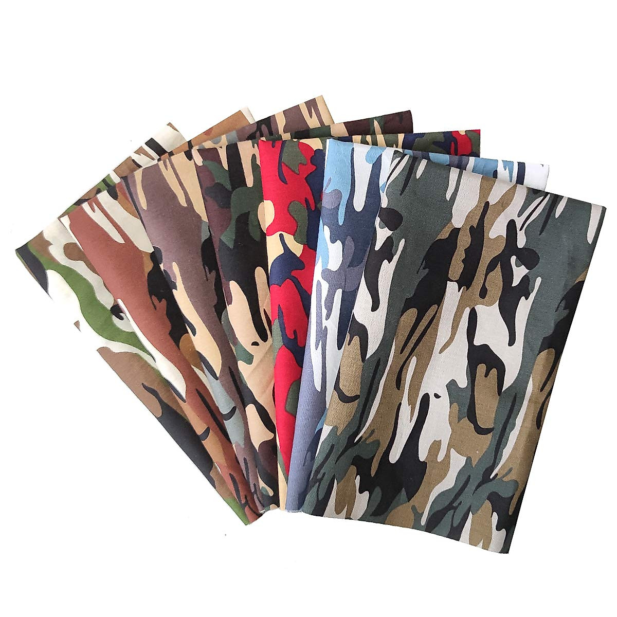 Misscrafts 7pcs Craft Fabric Bundle 100% Cotton Quilting Fabric 18x22 Inches Squares Multicolored Different Pattern for Patchwork DIY Sewing Scrapbooking Camouflage