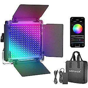 Neewer 660 RGB Led Video Light with APP Control, 360°Full Color Video Lighting, CRI 97+ with Barndoor/U Bracket for Gaming, Streaming, YouTube, Webex, Broadcasting, Web Conference, Photography