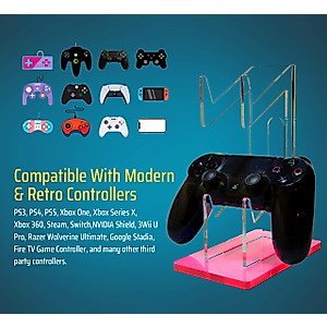 PhoeniXeries Universal Dual Controller Holder for PS4, PS5, Xbox ONE, Switch, Dual Controller Stand, Dual Controller Desk Organizer (Pink)