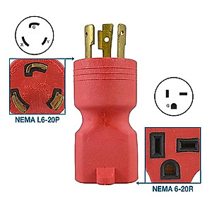 Conntek 30124 L6-20P to 6-20R Plug Adapter, 20 Amp 250 Volt,Red